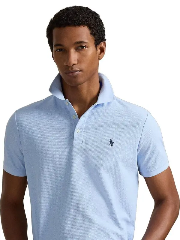 Ralph Lauren Custom Slim Fit Honeycomb-mesh Polo - Office Blue