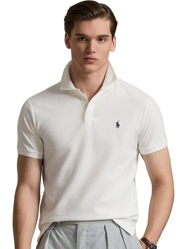 Ralph Lauren Custom Slim Fit Honeycomb-mesh Polo - White