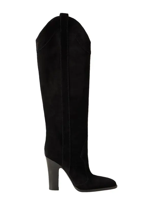 Paris Texas Lavinia Suede Knee Boots - Black