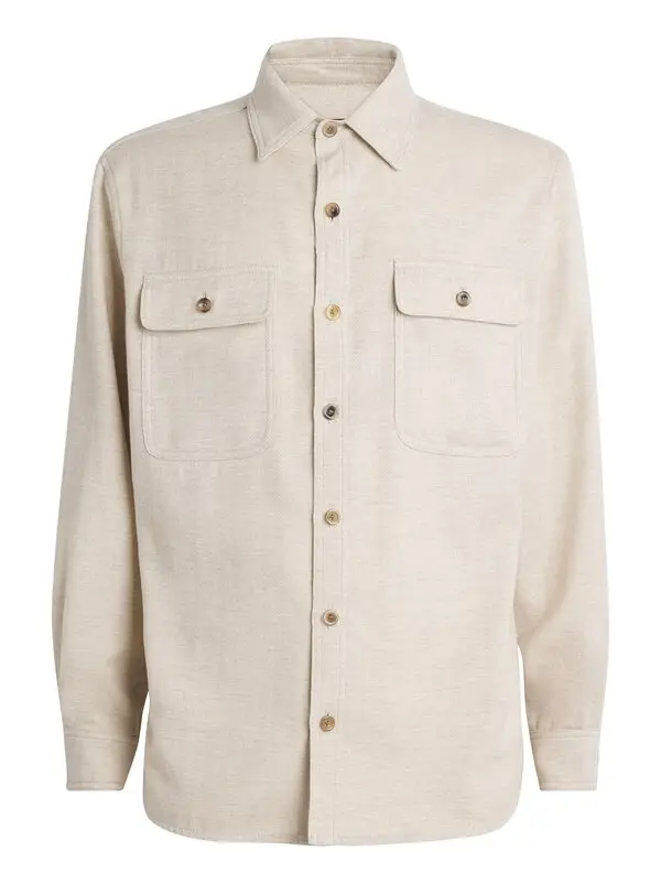Ralph Lauren Purple Label Cotton-cashmere Twin-pocket Overshirt - Beige