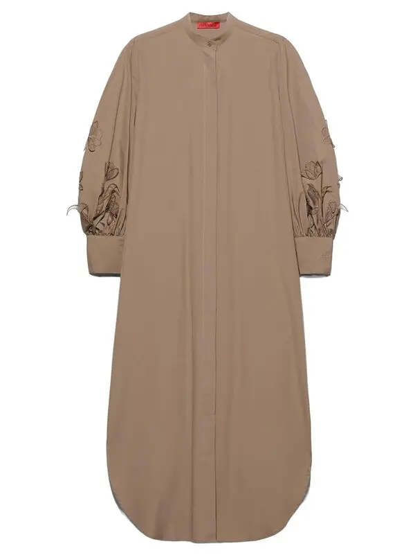 Max & Co. Cotton Appliqué Midi Shirt Dress - Brown