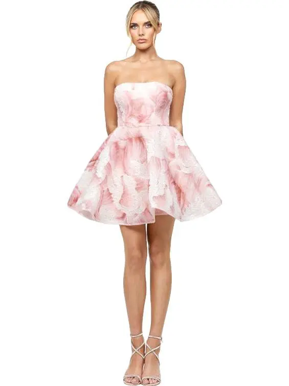 BARIANO Strapless A-line Mini Dress - Blush