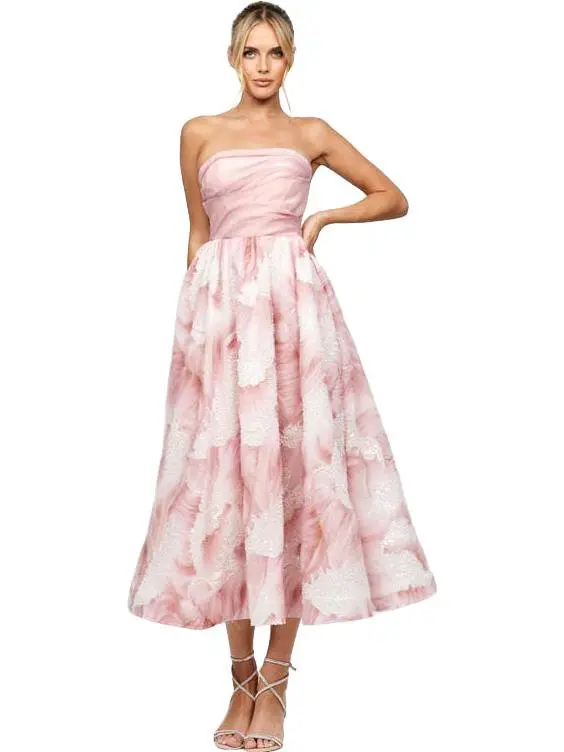 BARIANO Briee Strapless Midi Dress - Blush