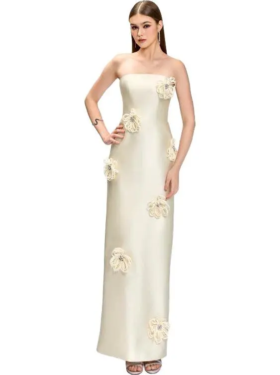 BARIANO Kezia 3d Floral Maxi Gown - Cream