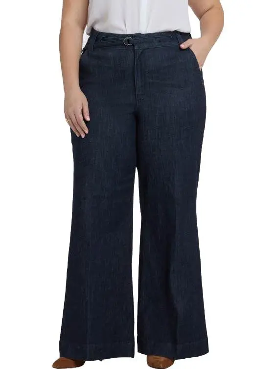 NYDJ Mia Belted High Waist Palazzo Flare Jeans - Rinse