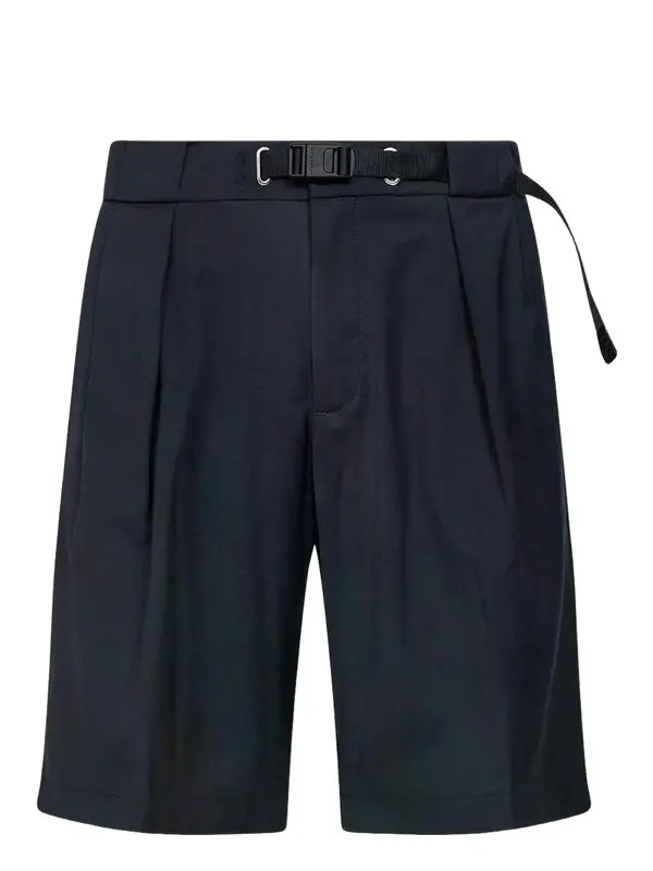 WHITE SAND Buckle Pleated Shorts - Blue