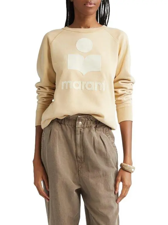 Isabel Marant Millyny Flocked Logo Fleece Sweatshirt - Light Ochre