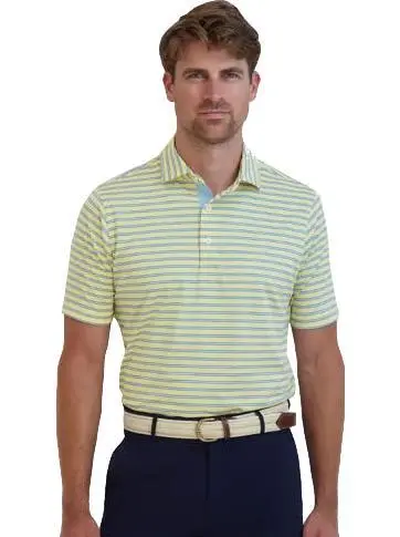 FAIRWAY & GREENE Harbour Stripe Golf Polo - Sea Hay