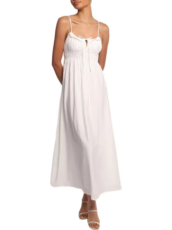 PETAL & PUP Ceres Front Tie Maxi Dress - White