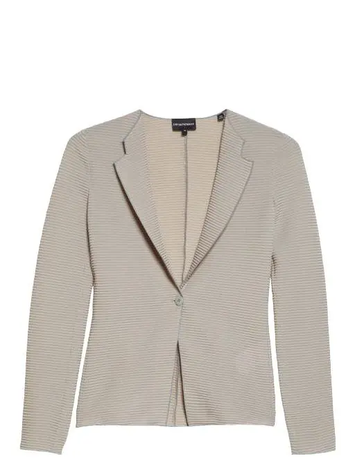 Emporio Armani One-button Rib Jersey Jacket - Beige Multi