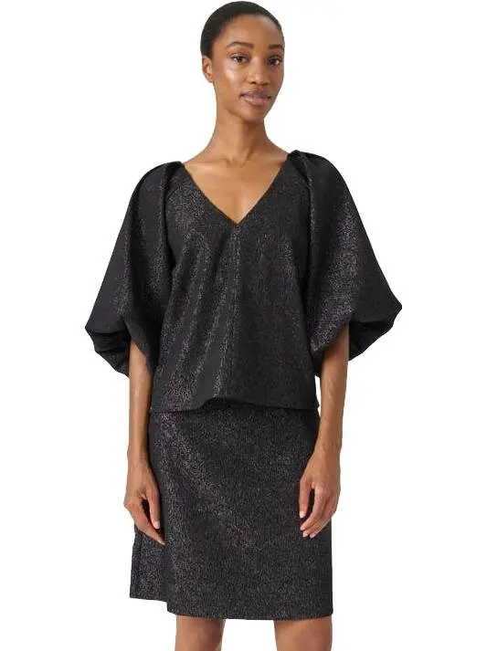 SOAKED IN LUXURY Slcahlina V-neck Blouse - Gun Metal