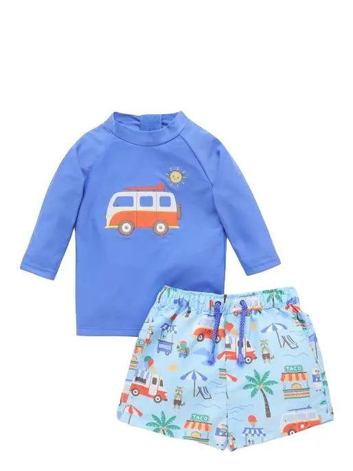 PUREBABY Printed Board Short & Rashie Swim Set - Cancun Print