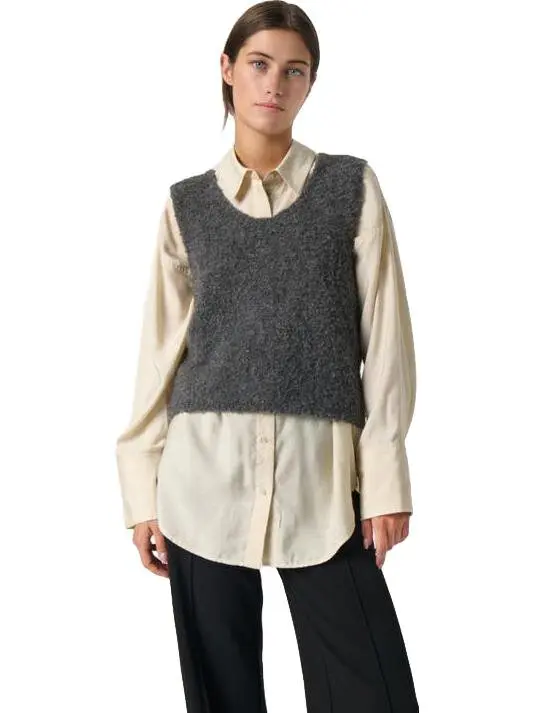 SOAKED IN LUXURY Slvenessa V-neck Knit Waistcoat - Grey Melange