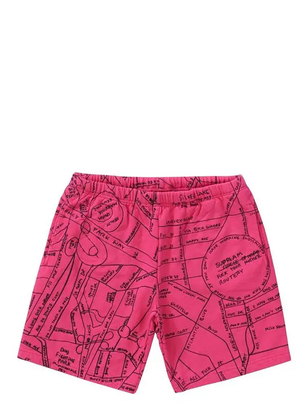 Supreme Gonz Embroidered Map Sweatshort - Magenta