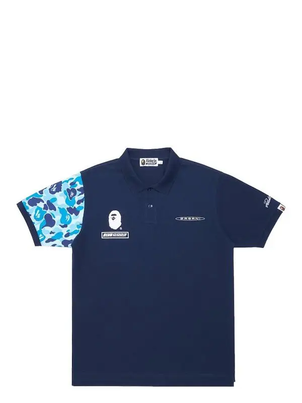A BATHING APE X Pagani Polo Shirt - Navy Blue Abc Camo