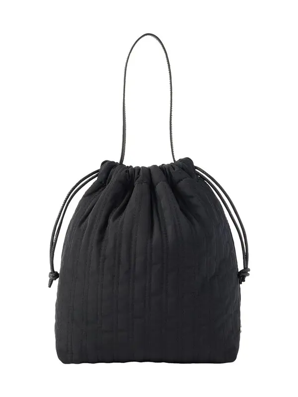 VALESQUE Leather-trimmed Quilted Nylon Bonnet Shoulder Bag - Black