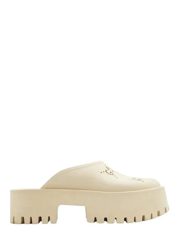 Gucci Platform Perforated G Sandal Rubber - White