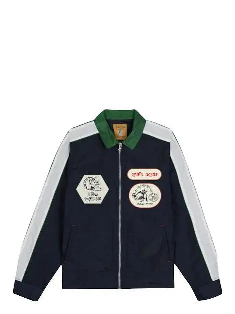 BRAIN DEAD Meltdown Racing Jacket - Navy Blue
