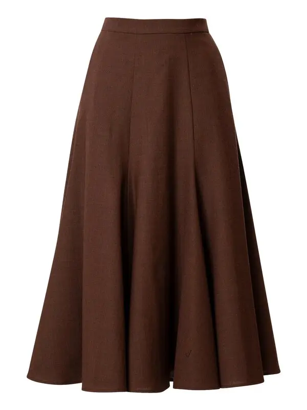 Lena Hoschek Cathy Pleated Wool-blend Skirt - Brown