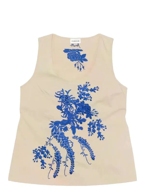 P.a.r.o.s.h Embroidered Sleeveless Top - Neutrals
