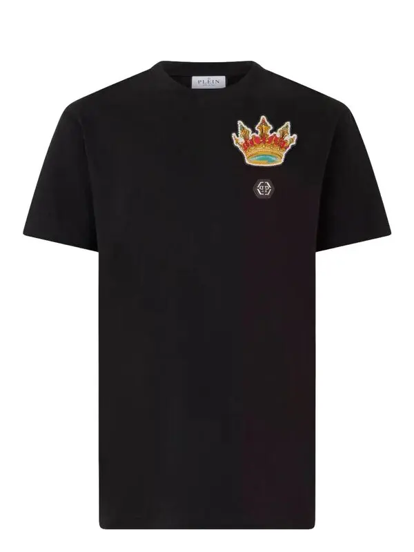 Philipp Plein Embroidered Crown Crystal T-shirt - Black