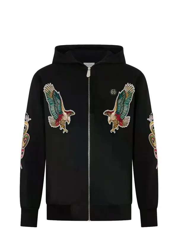 Philipp Plein Patch-embellished Zip-up Hoodie - Black