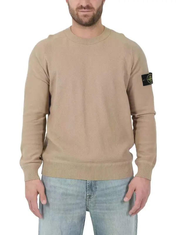 Stone Island Logo-patch Textured Sweater - Neutrals