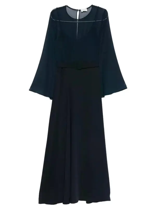 P.a.r.o.s.h Belted Long-sleeve Maxi Dress - Blue