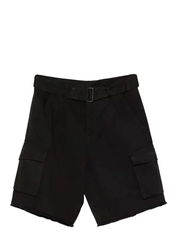 LANEUS Belted Cargo Shorts - Black
