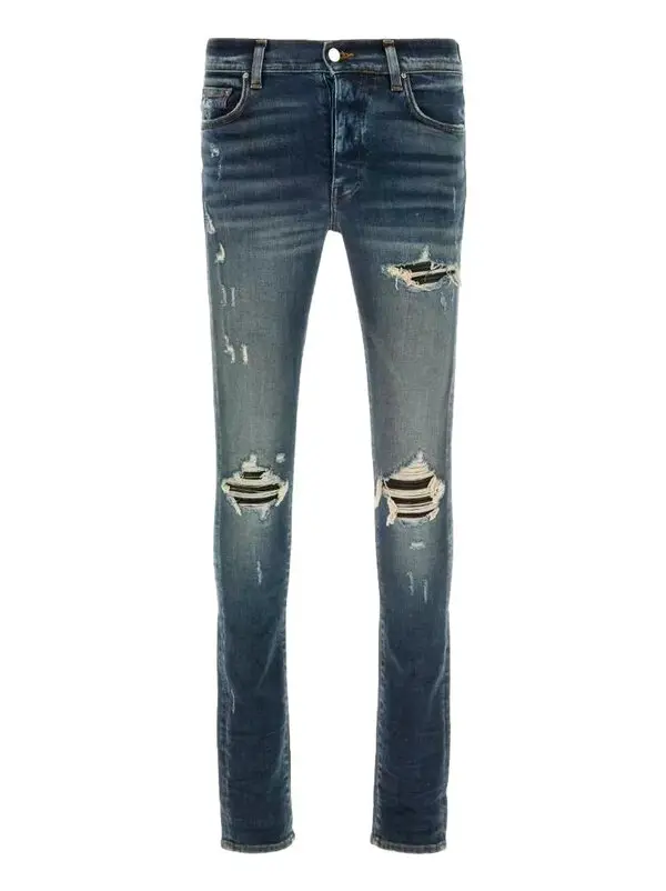 Amiri Distressed Stretch Denim Jeans - Blue