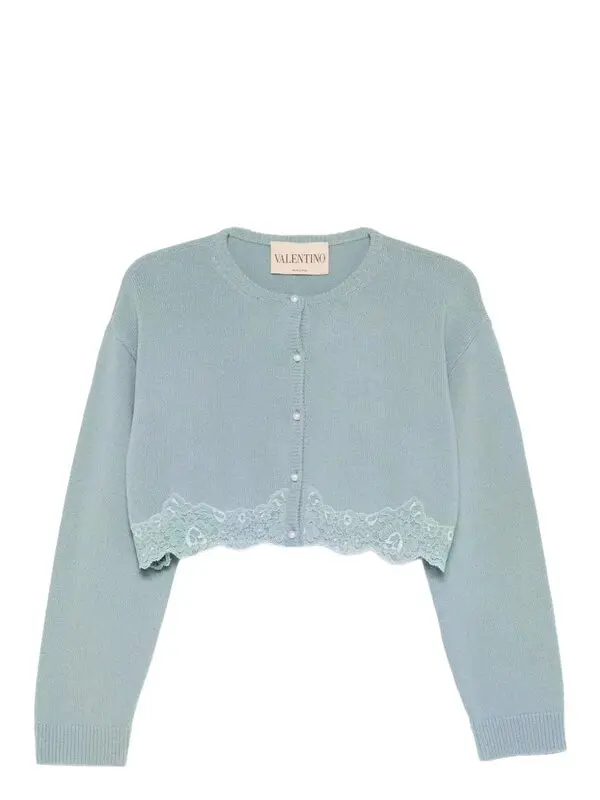 Valentino Garavani Lace-trim Cardigan - Blue
