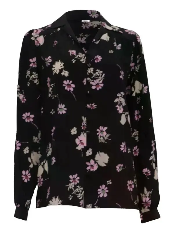 Valentino Garavani Floral-printed Long-sleeve Blouse - Black