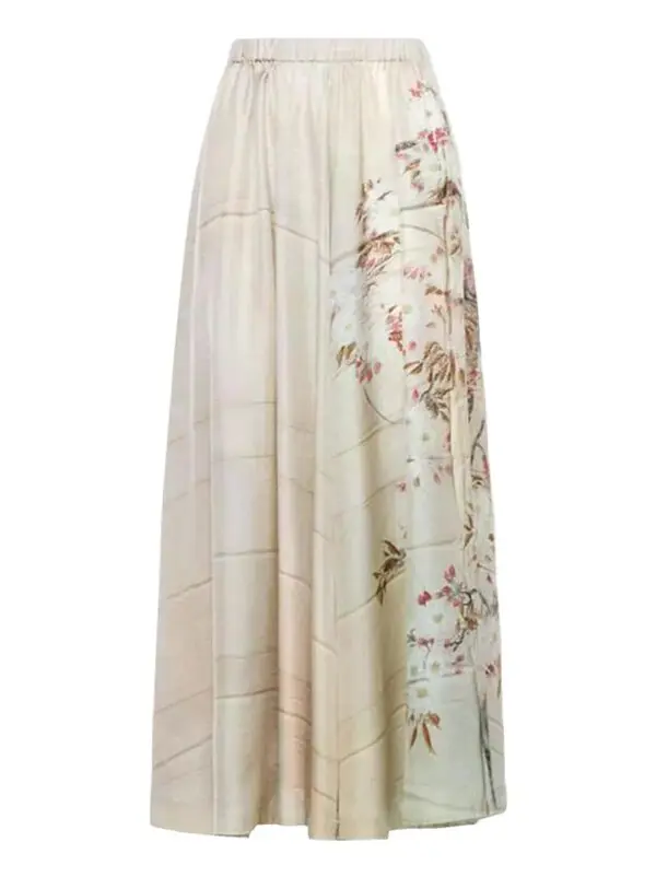 PIERRE-LOUIS MASCIA A-line Silk Midi Skirt - Neutrals