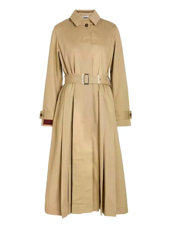 DAMSON MADDER Pleated Trench Coat With Belt - Neutrals