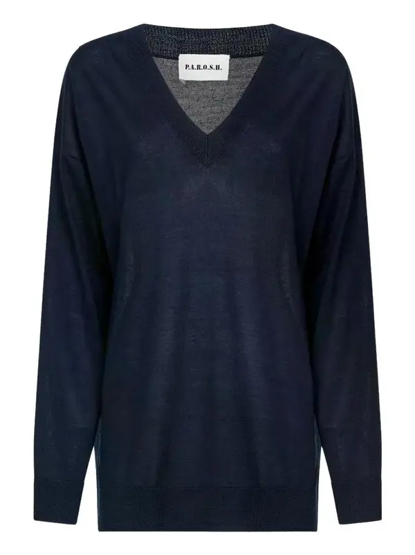P.a.r.o.s.h V-neck Long Sleeve Sweater - Blue