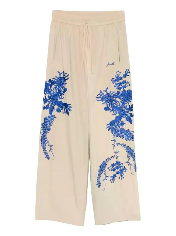 P.a.r.o.s.h Floral-embroidered Trousers - Neutrals