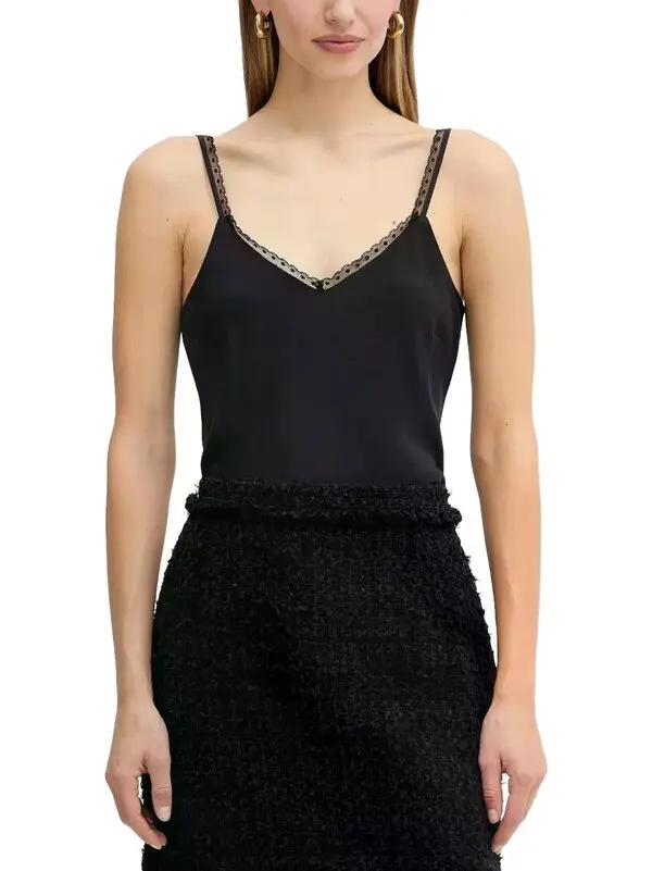 TWINSET Lace V-neck Top - Black
