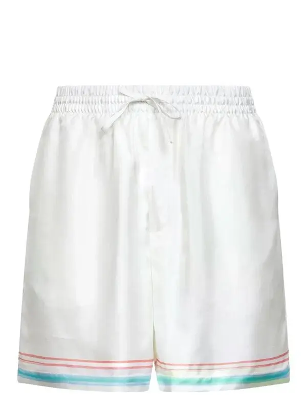 Casablanca Elasticated Striped Shorts - White