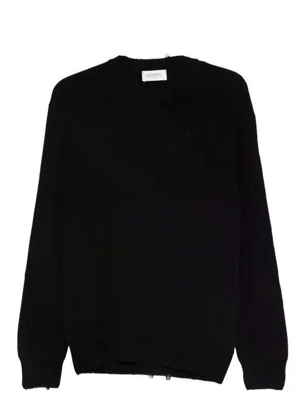 LANEUS Crew-neck Long-sleeve Sweater - Black