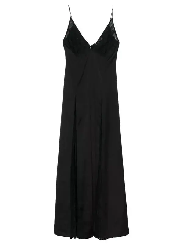 THE NEW ARRIVALS ILKYAZ OZEL Lace V-neck Maxi Dress - Black