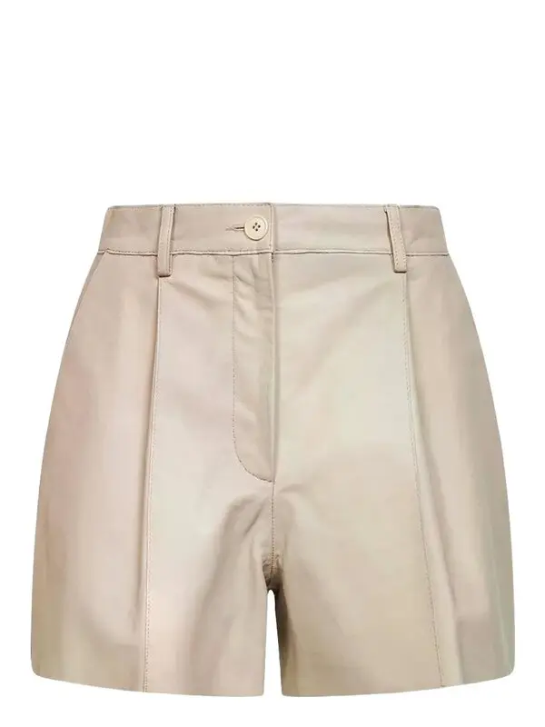 P.a.r.o.s.h Pleated Leather Shorts - Neutrals