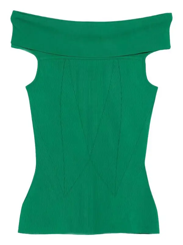 Givenchy Off-shoulder Ribbed Top - Green