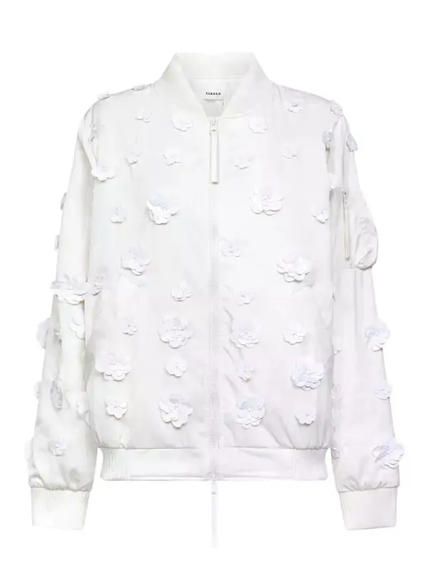 P.a.r.o.s.h Floral-appliqué Bomber Jacket - White