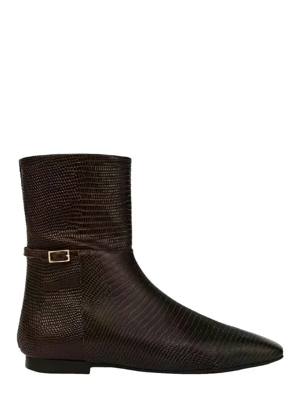 ATP ATELIER Barzio Lizard-skin Effect Buckled Boots - Brown