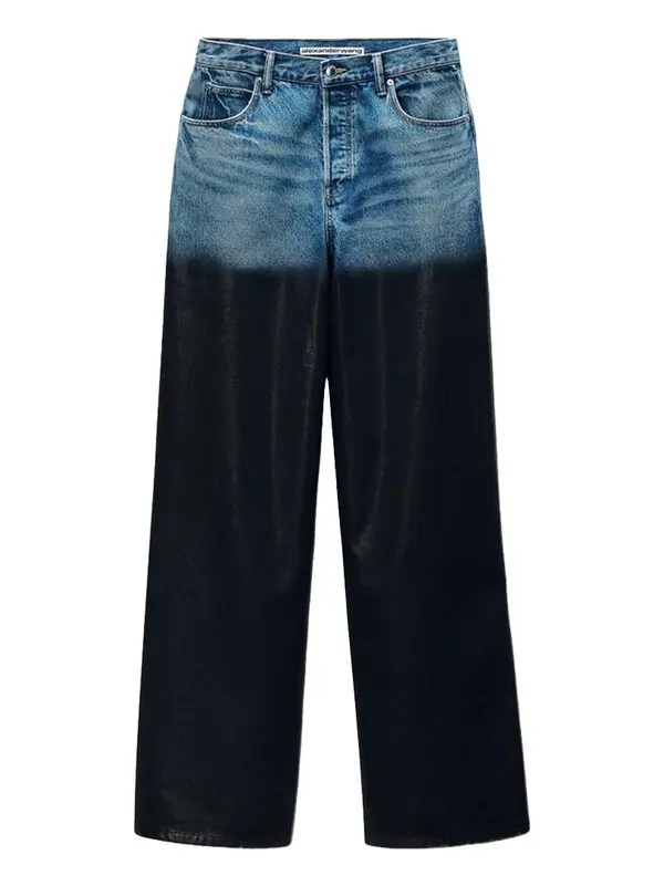 Alexander Wang Surge Coated Wide Leg Jeans - Blue