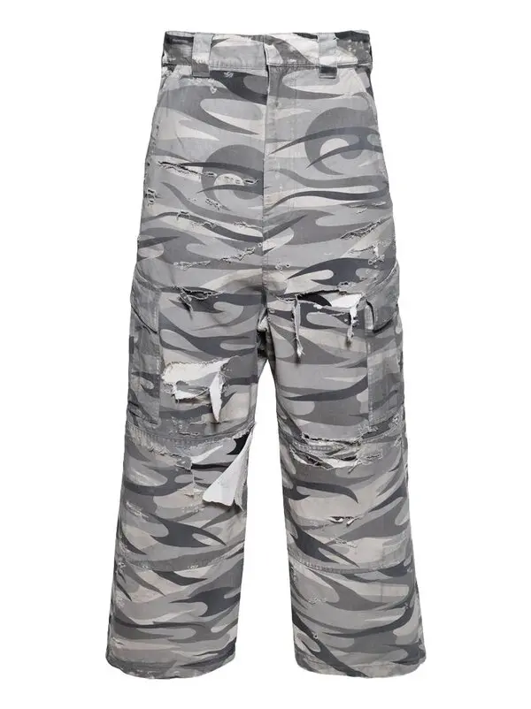 Balenciaga Large Camouflage Cargo Pants - Grey