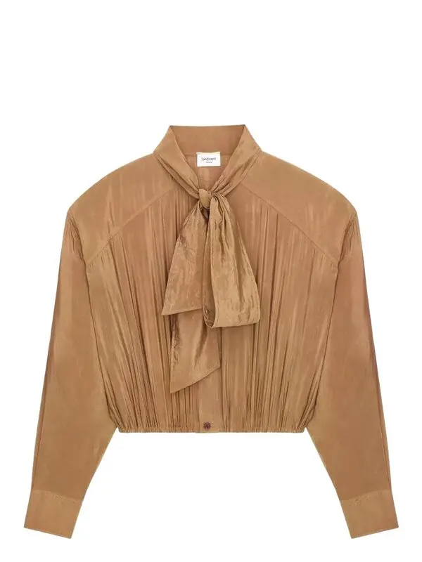 Saint Laurent Lavallière Tie-neck Blouse - Brown