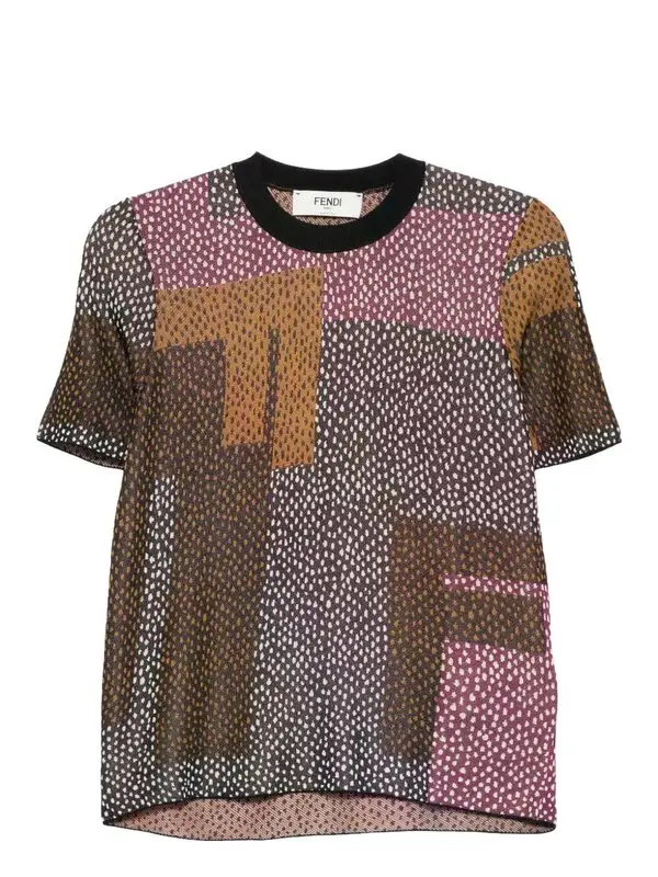 Fendi Geometric-pattern T-shirt - Brown