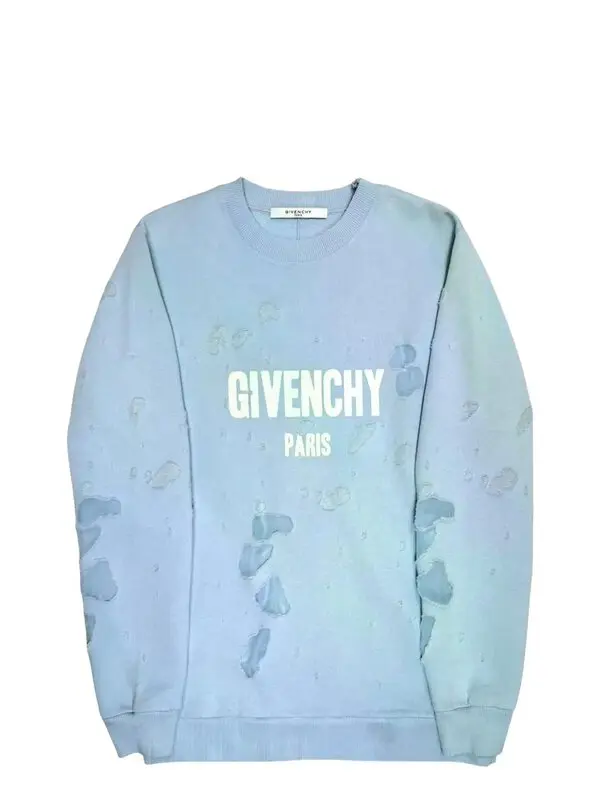 Givenchy Distressed Logo Crew-neck Sweatshirt - Blue