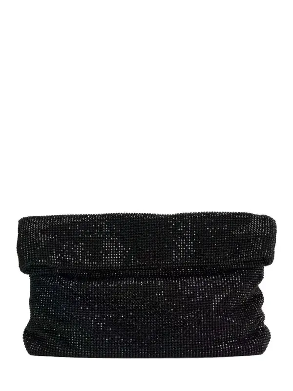 TWENTY FOURHAITCH Beaded Ruched Clutch - Black